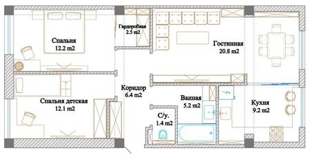 СРОЧНО! Цена снижена, 3 комнатная Ц-5 ЕВРО ремонт 70м2