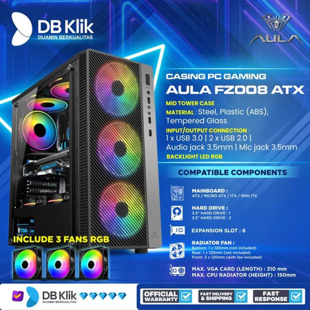 Корпус AULA FZ008 + 3 RGB кулера в комплекте