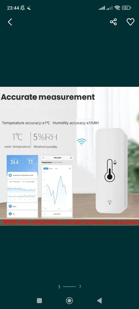 Умный Wi Fi датчик температуры и влажности Tuya