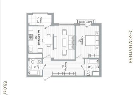 2к квартира 60м.кв, бизнесЖК Koh-Ota, Шайхантахур р-н, новострой