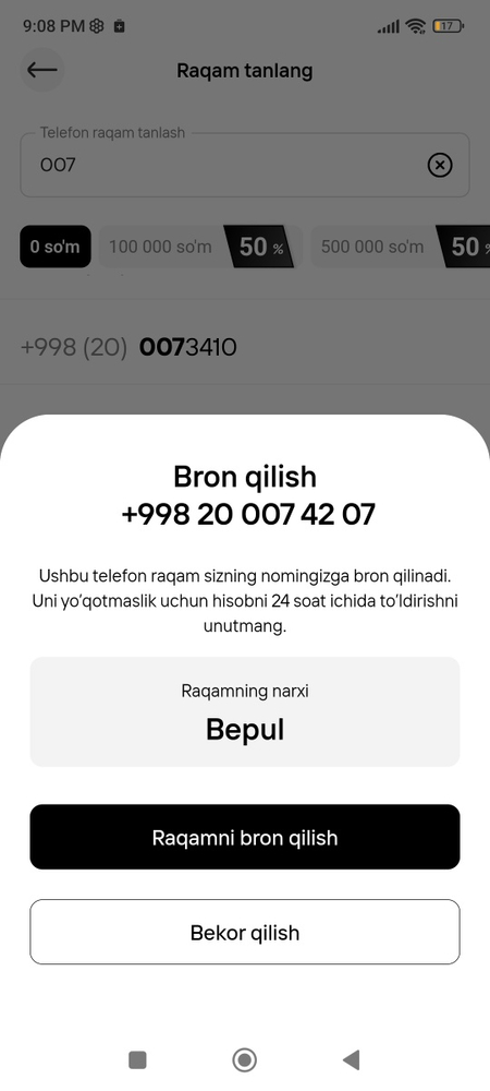 Oq sim karta nomer sotiladi narxin kelishamiz