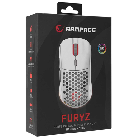 Беспроводная белая игровая мышь Rampage FURYZ RGB Wireless Mouse