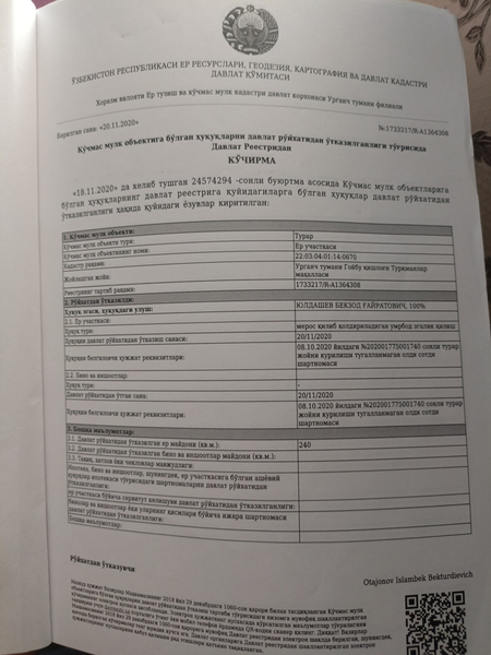 Жой урнило сотилоди срочна