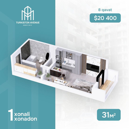 1 хона уй 20400$ скидка 10% 2026 йил 2 чорак