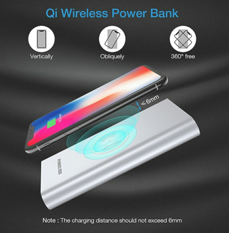 Беспроводной аккумулятор powerbank POWERADD QiPower 10000mAh. Америка