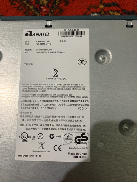 Свитч WS-C2960-48TT-L Catalyst 2960 48порт