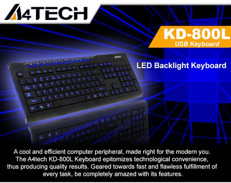 RU/ENG!Мултимедийная Клавиатура проводная A4tech KD-800L с подсветкой