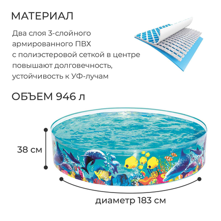 Бассейн «Одиссея», 183 х 38 см  жёсткий борт, 55030 Bestway