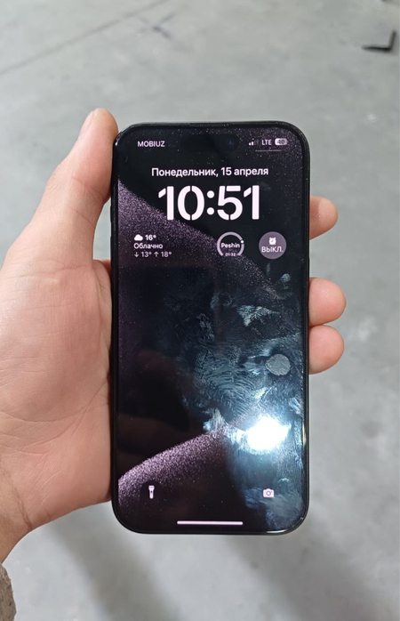 Iphone 15pro qora 128gb dual sim 99%.yomks 77sikl