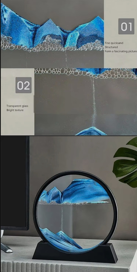 3 D песочные часы для декора интерьера стеклянные с ландшавтом гор