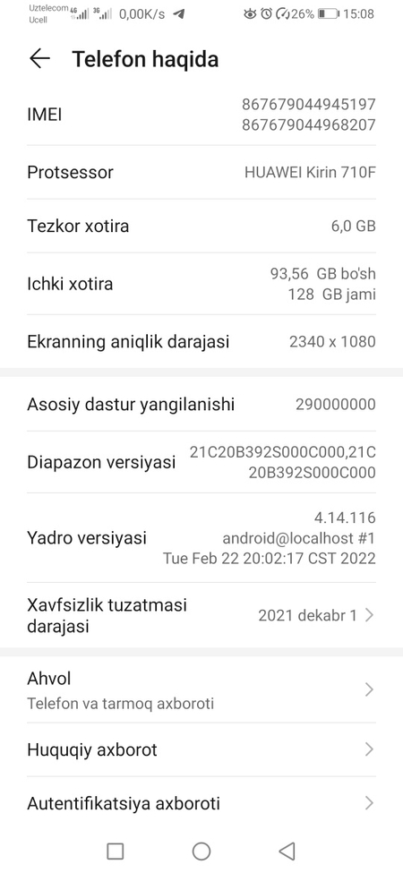HUAWEI Y9S faqat abmen
