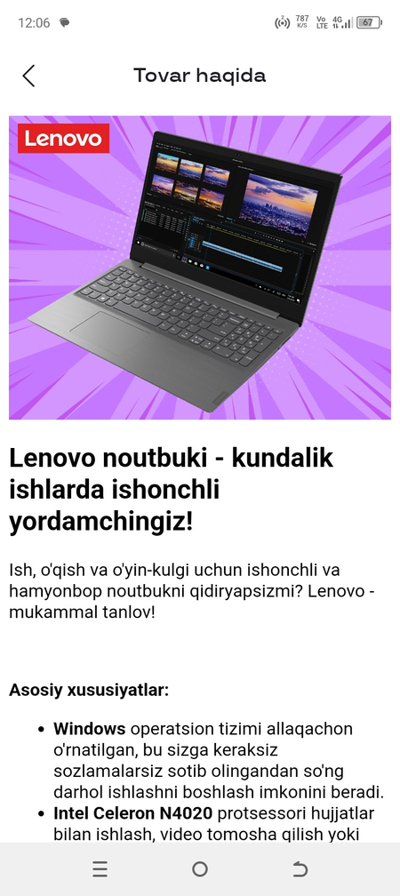 Yangi olgandim ishlatganim yuq Noutbuk