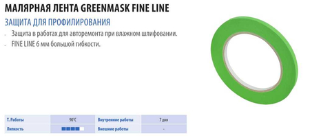 Малярная лента скотч GREENMASK для полировки авто - Испания