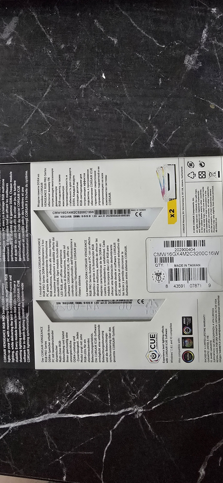 Corsair vengenace 3200 16gb (8x2)