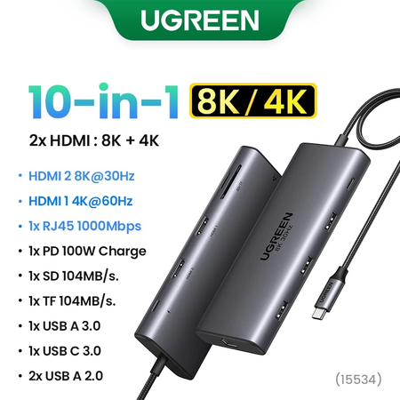 UGREEN Revodok PRO 212 — 10in1 Docking station USB C Hub 15534
