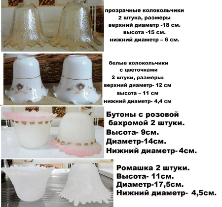 Плафоны много разных  для люстр.