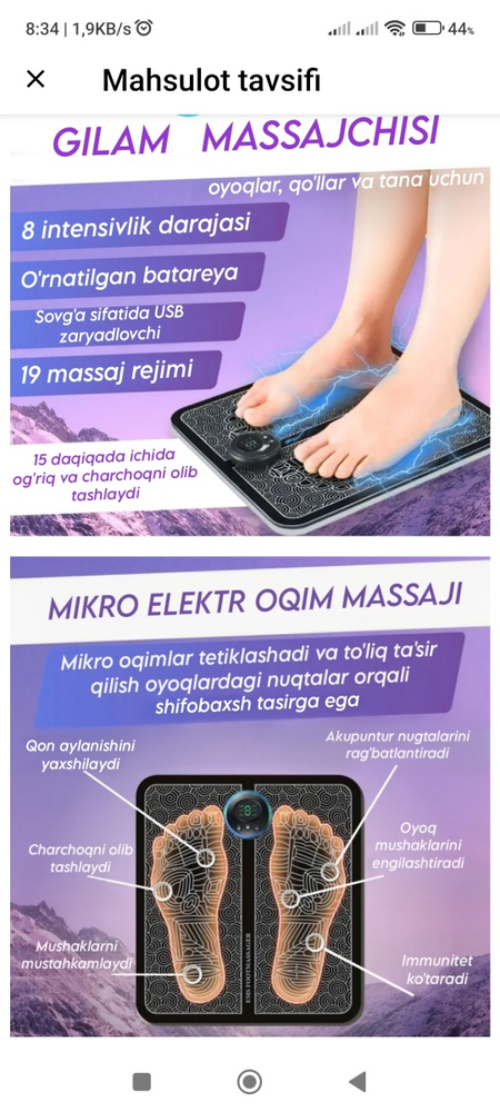 Ems oyoq masajori