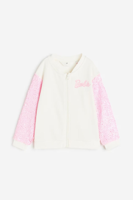 Утепленный худи с пайетками на замке Barbie H&M Англия на девочку 3-4г