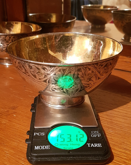 Косушки пиала ссср 4 штук. Серебро 875 пробы. По цене за 1 грамм.
