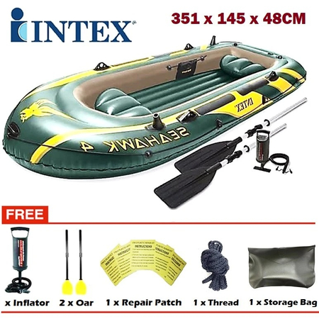 Надувная лодка SEAHAШK 4 INTEX 3.51×1.45×48см достафка бесплатная