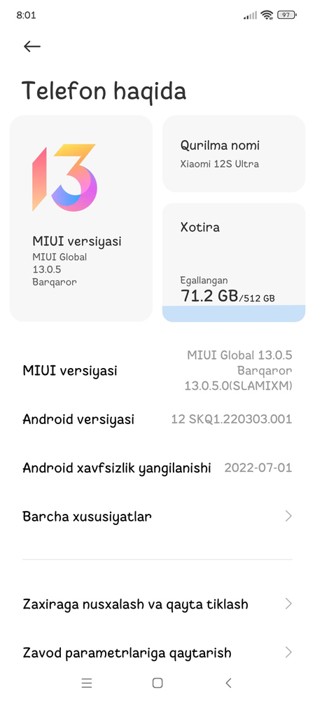Xiaomi 12S Ultra. 12/512