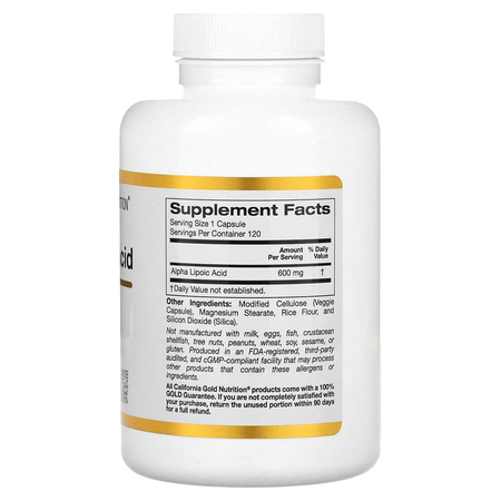 Альфа-липоевая кислота, California Gold Nutrition, 600 мг, 120 капсул
