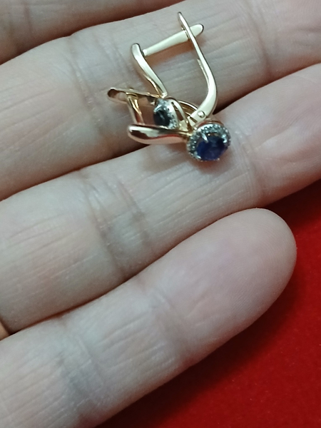 Серьги сапфир с бриллиантами