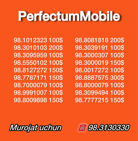Perfectum raqamlar chiroyli nomerlar