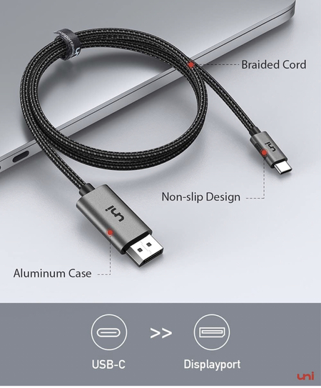 UNI кабель — Display Port to USB-C/TypeC. DP на Thunderbolt 3