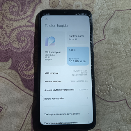Redmi 9A 2022 yilniki