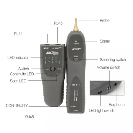 Многофункциональный сетевой тестер, трассоискатель Noyafa NF-811
