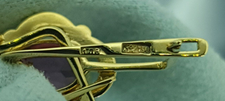 Серьги Ссср 1971год Львовские заводские серьги с Корундом 750пробы
