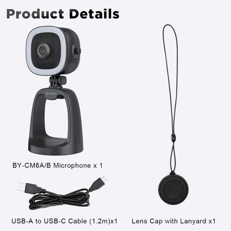 BOYA BY-CM6A настольный кардиоидный usb-микрофон с камерой