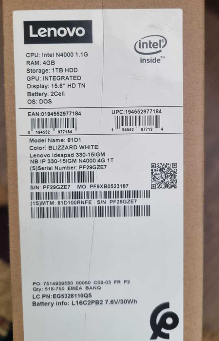 Office ishlari uchun noutbook Lenovo 81D1 sotiladi
