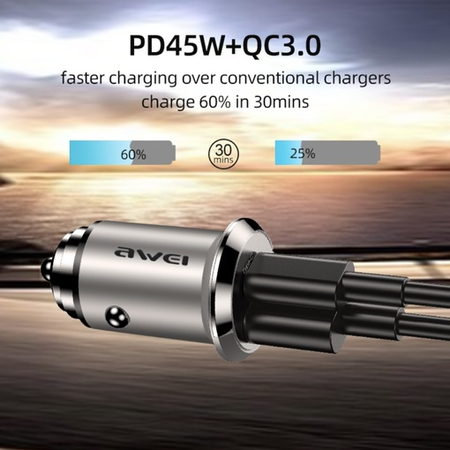 Автомобильное зарядное устройство Awei

45W
