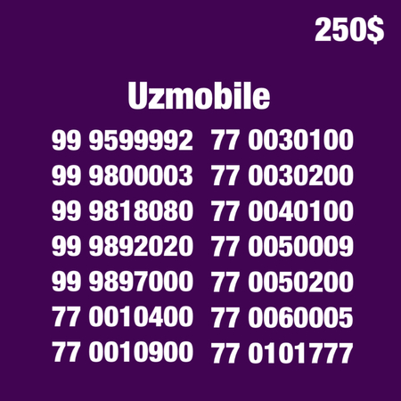 Uzmobile chiroyli raqamla/ Узмобайл красивые номера