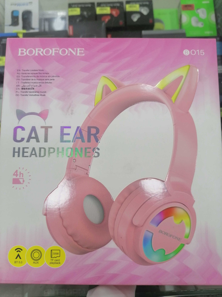 Детские Bluetooth наушники с кошачьими  ушками, наушники Hoco/Borofone