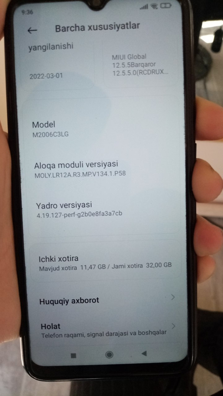 Redmi 9A srochna sotiladi ideal 2023 yangi olingan 550000 sôm abmen yo