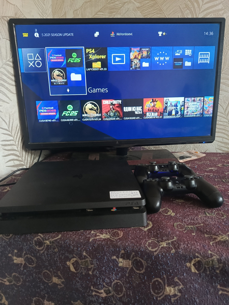 Ps4 slim 1TB 9.00 прошитый+ топ игры FC25 PES25