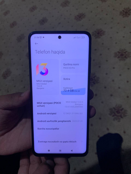 Poco X 3 PRO 256GB 1.500Ming som yana kelishiladi