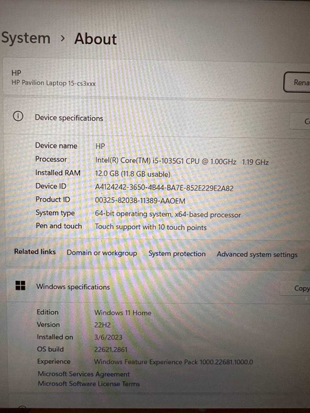 Продам ноутбук HP Pavilion / i5/ 1.00Ghz/12 GB/64-bit/сенсор