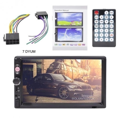 Pioneer manitorli mafon yangi 7dyum universal blutus usb aux klip kino