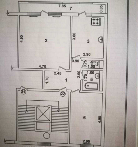 ШотаР. 2комн/4/9, 60м2 Кирп, Разделка. ЕвроРемонт. Ор-р: Мост Мукумий