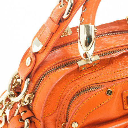 Versace Orange Leather Mini Satchel