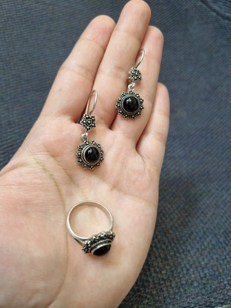 Комплект из серебра 925 пробы с агатом