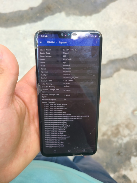 Tel nomi: LG V50 ThinQ
Xotira: 6GB / 128 GB
Protsessor: Snapdragon 855