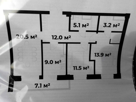 Park Residence от Golden House на Махтумкули, 78м2 white box 3 комнаты