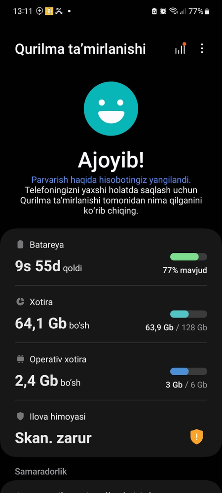 Samsung A71 telfoni