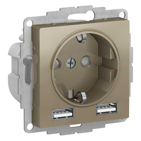 Schneider Electric. AtlasDesign. Розетка 16А с 2 USB A+A