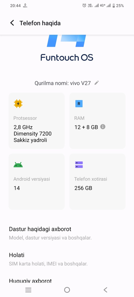 Vivo V27 5G 12+8.256